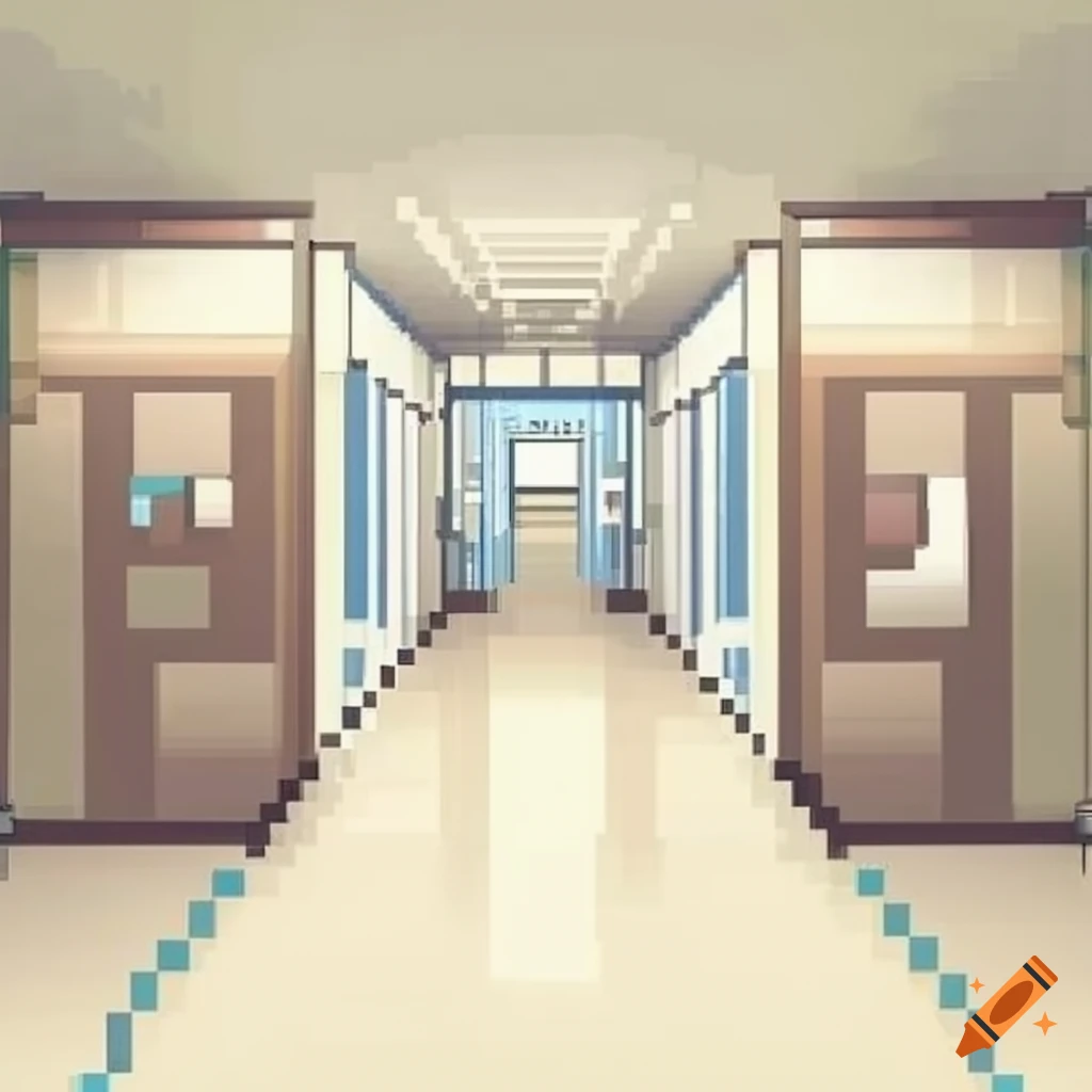 Pixel art of a hospital or clinic interior design on Craiyon
