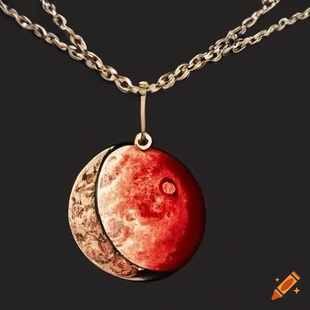 Red crescent moon pendant on a necklace on Craiyon
