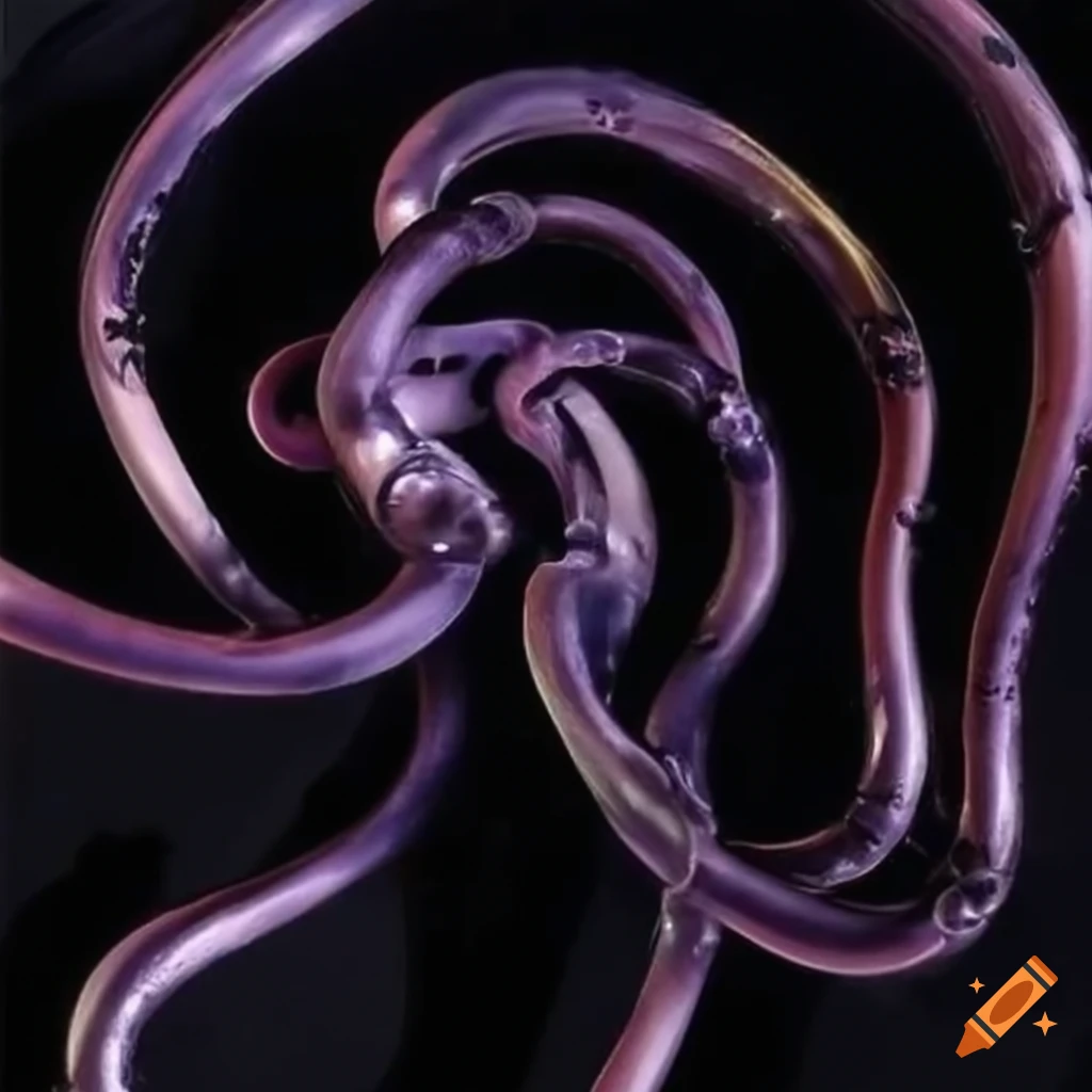 Nacreous black slimy creature with smooth tendrils on Craiyon