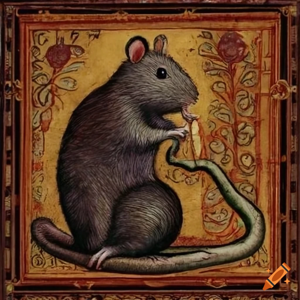 Rat depicted in medieval illumination scripture style on Craiyon