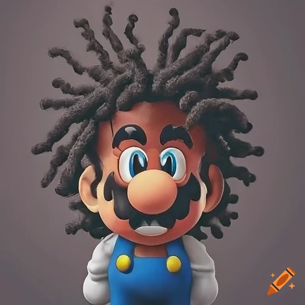 Black mario with dreadlocks on Craiyon