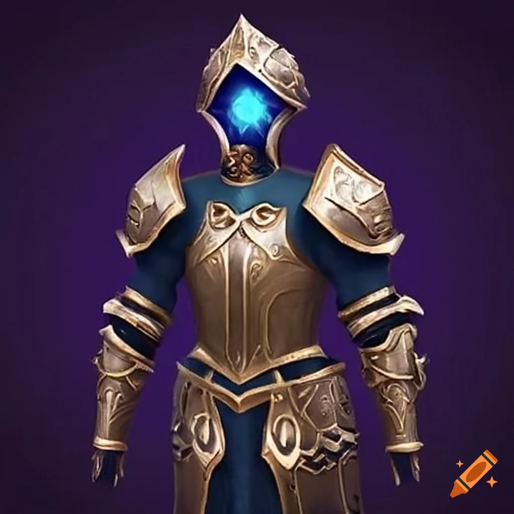 Front view of magical armor on Craiyon