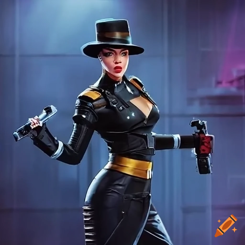 Noir female crime fighter in retro futuristic setting on Craiyon
