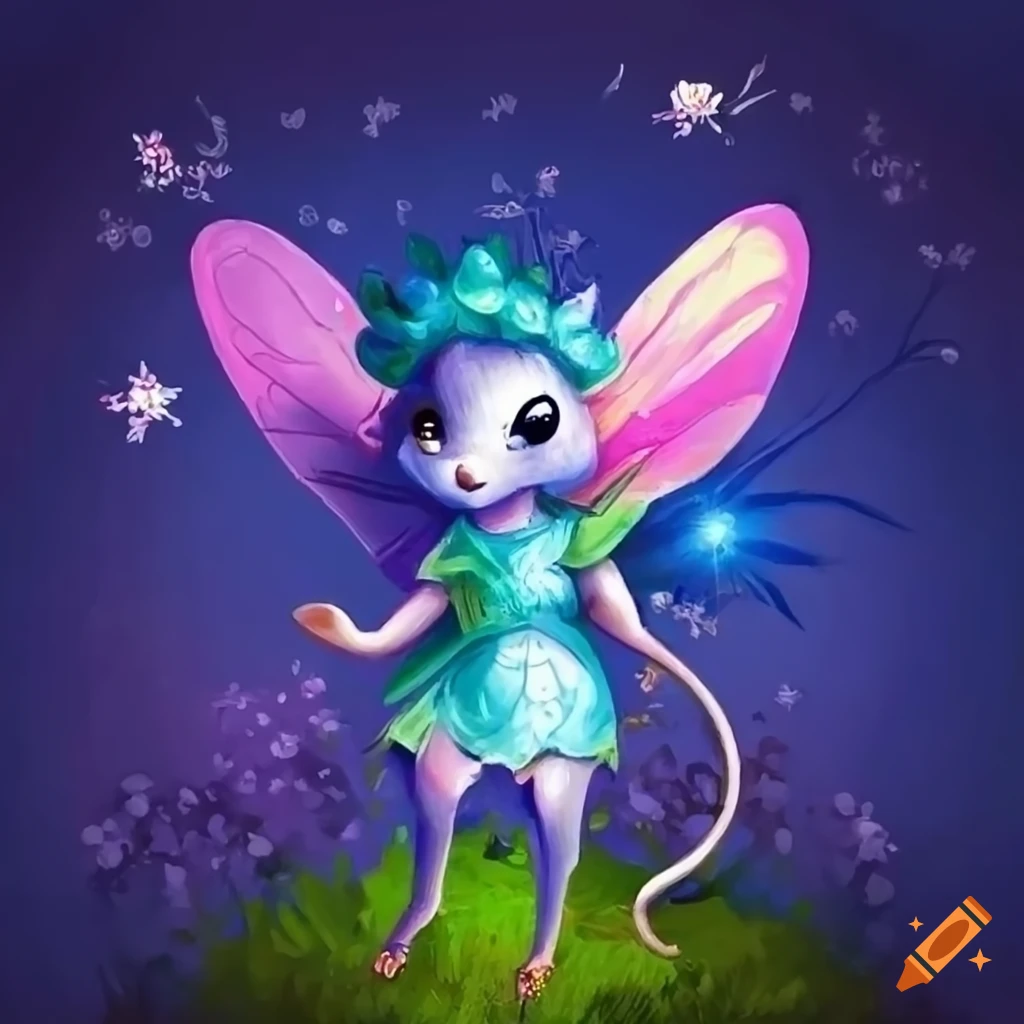 Chibi mouse fairy in oil painting style on Craiyon