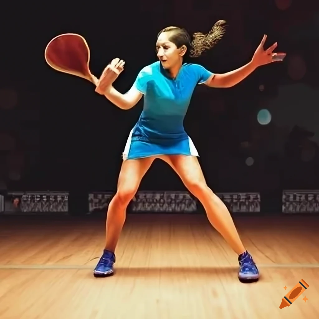 Squash player in action on Craiyon