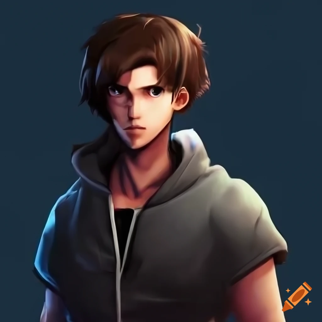 Spunky college student fighting game character with dark brown hair on ...