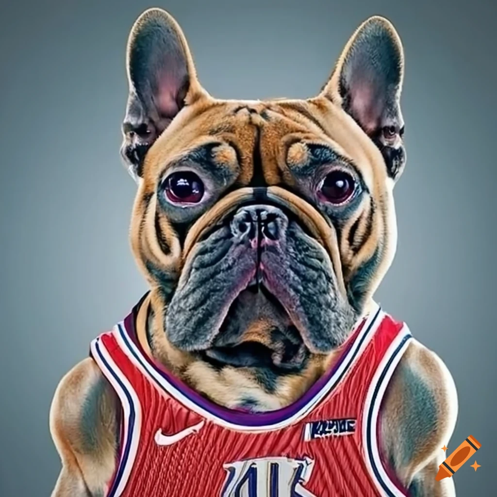French bulldog wearing an nba jersey on Craiyon