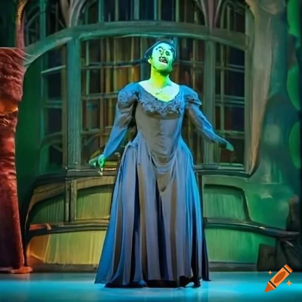 Black man in elphaba costume from wicked musical on Craiyon