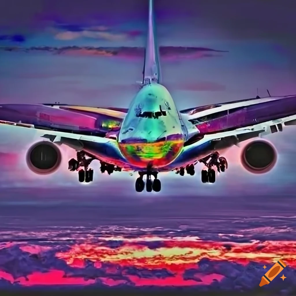 Boeing 747 with psychedelic design on Craiyon