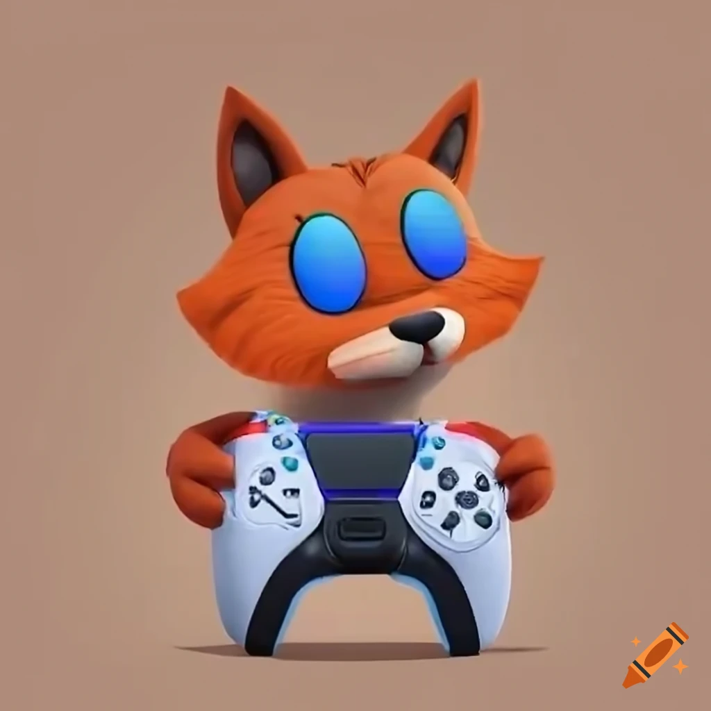 Canadian Gaming Fox cartoon with PS5 controller on Craiyon