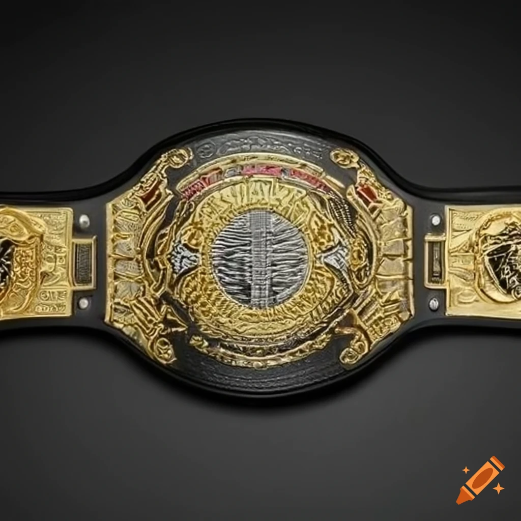 Shiny gold championship belt with eagle design on Craiyon