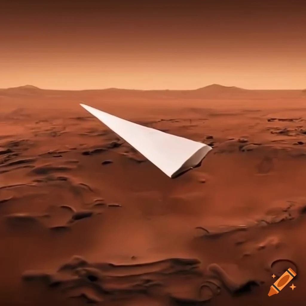 Paper plane on mars surface on Craiyon