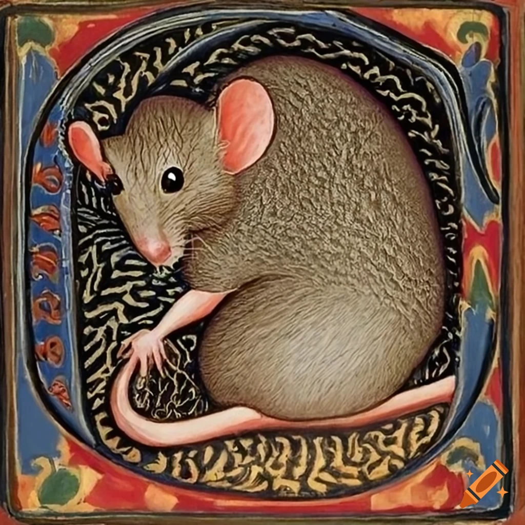 Rat depicted in medieval illumination scripture style on Craiyon