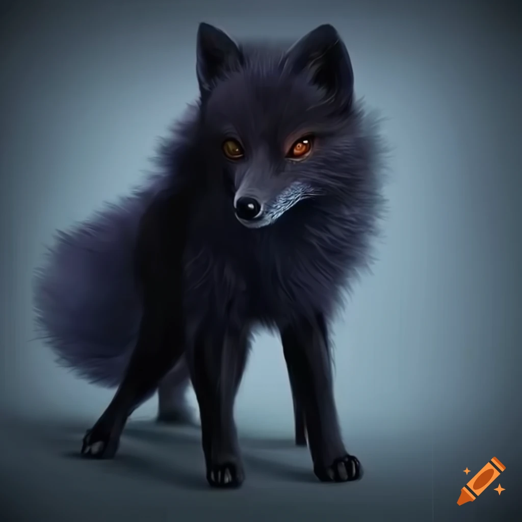Cute hyper-realistic black fox spirit in full body on Craiyon