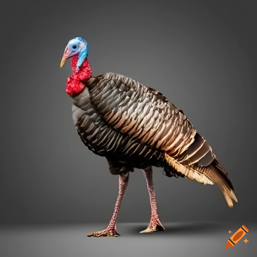Side view full body photo of a realistic turkey on Craiyon