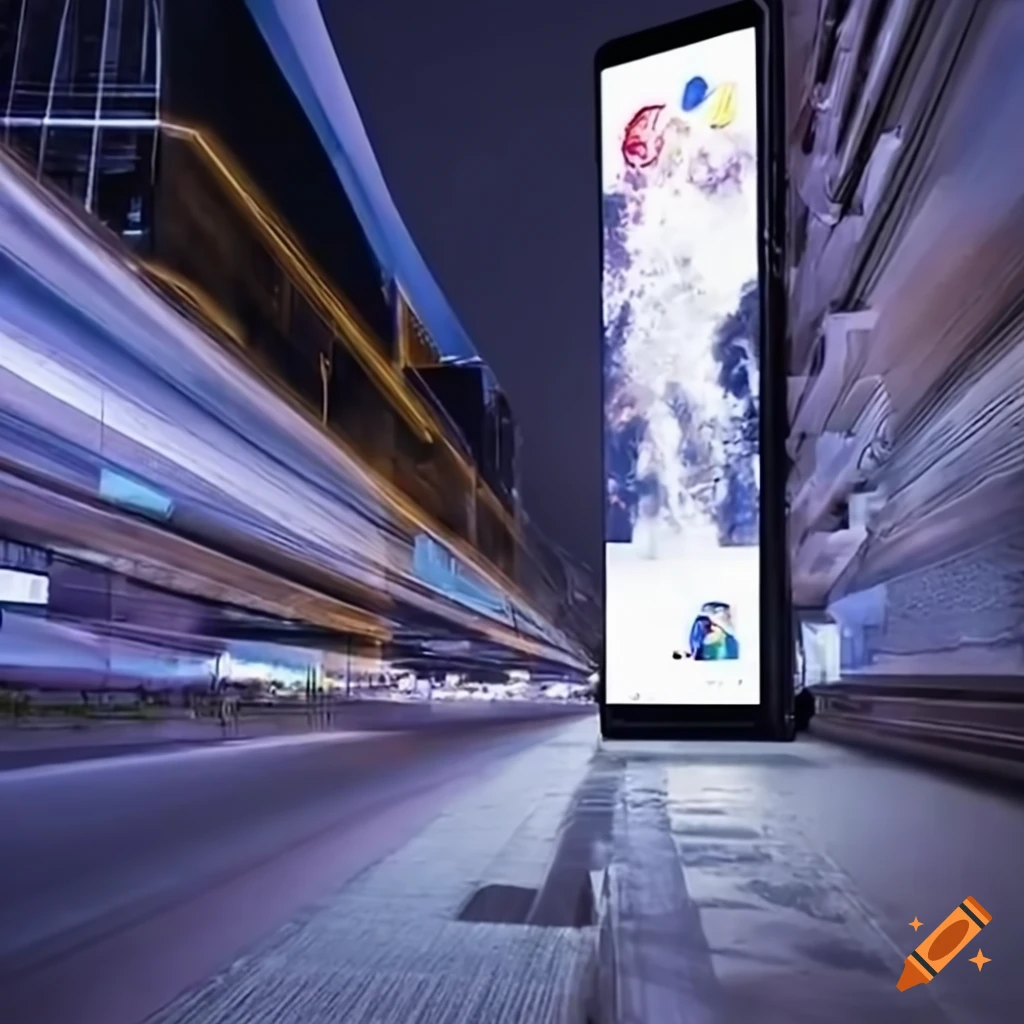 Modern digital billboard displaying a dazzling travelling app ...