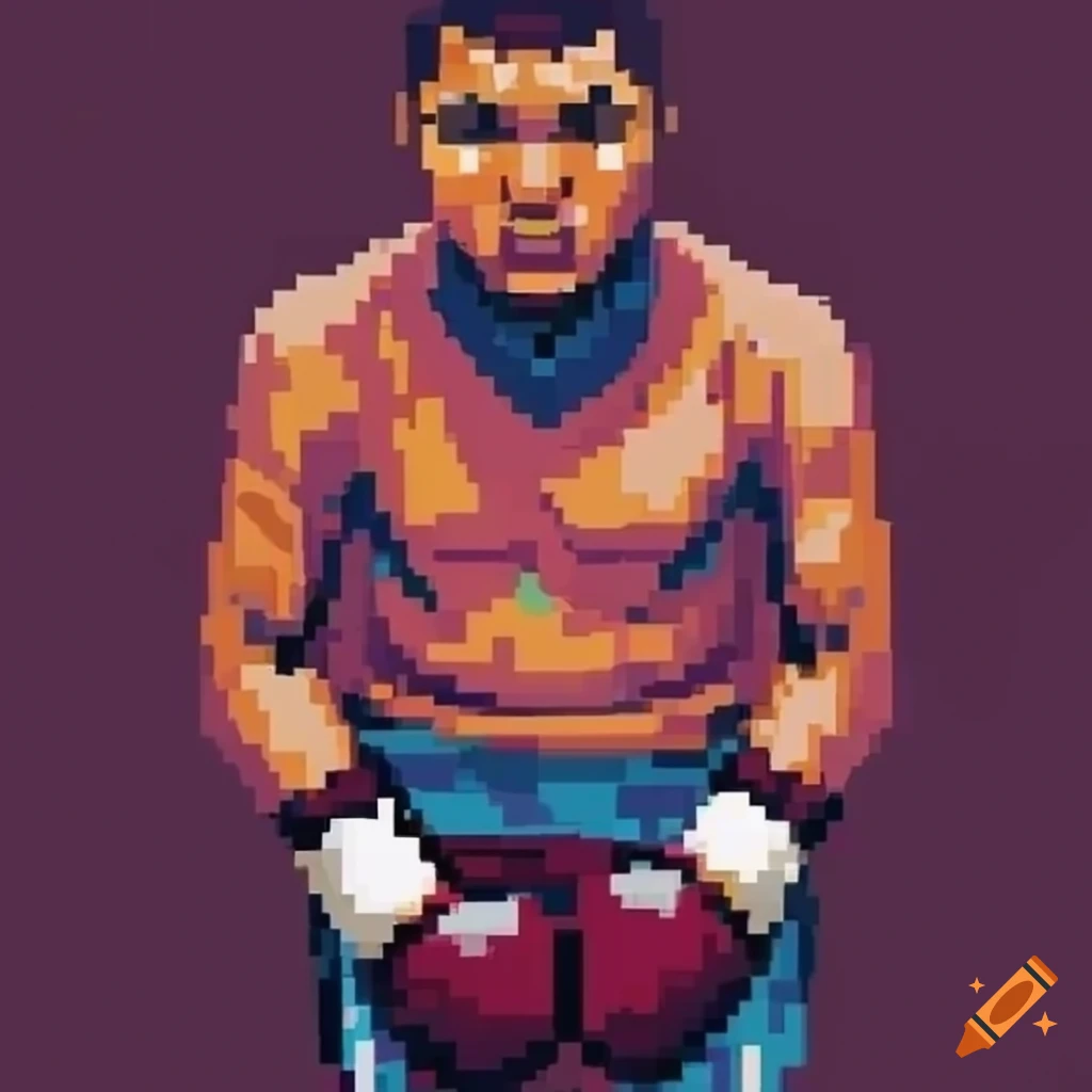 Illustration of boxing, ring, and Mohammed Ali in pixelated textured ...