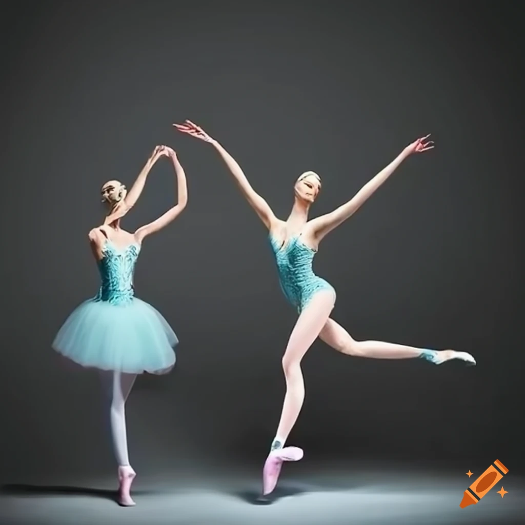 Two ballerinas gracefully dancing on Craiyon
