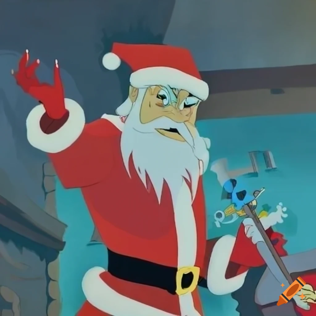 Santa claus at workshop in samurai jack style on Craiyon