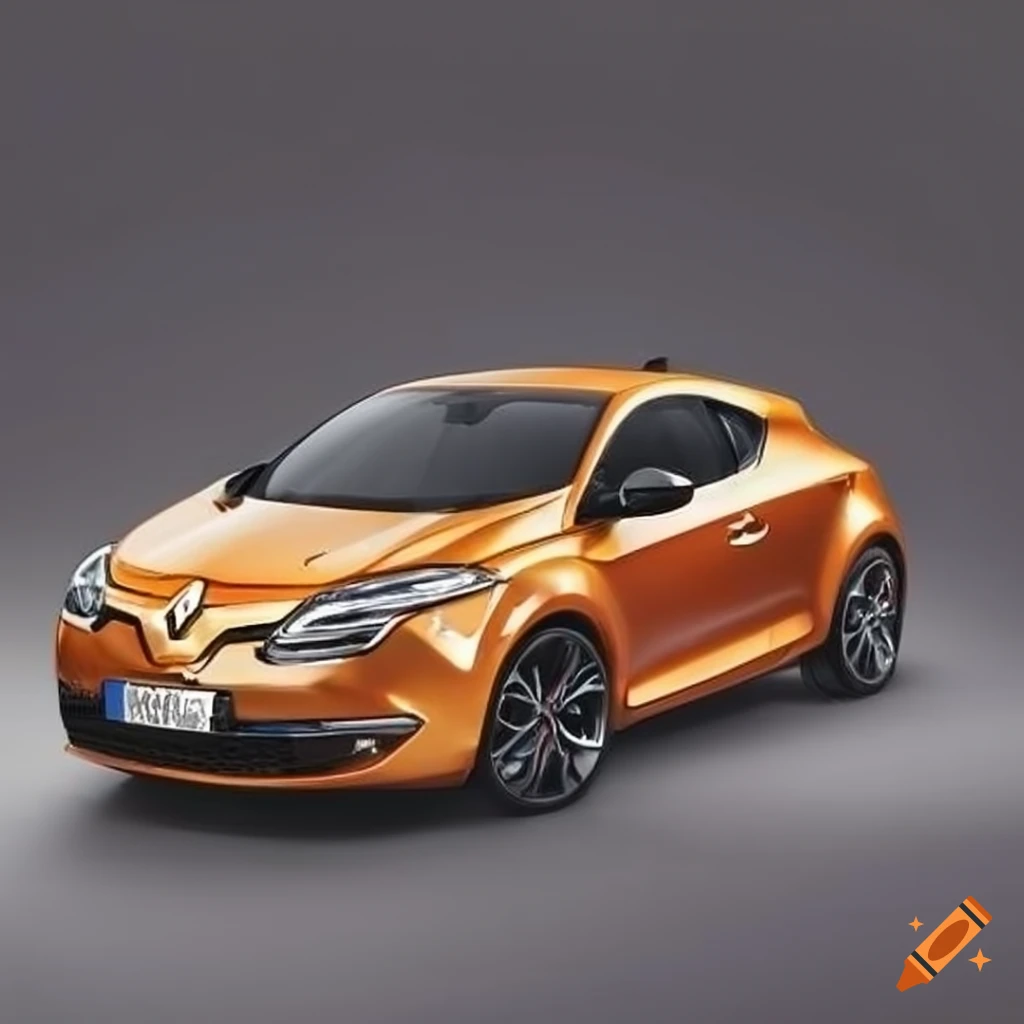 Renault megane 3 coupe in glossy orange color on Craiyon