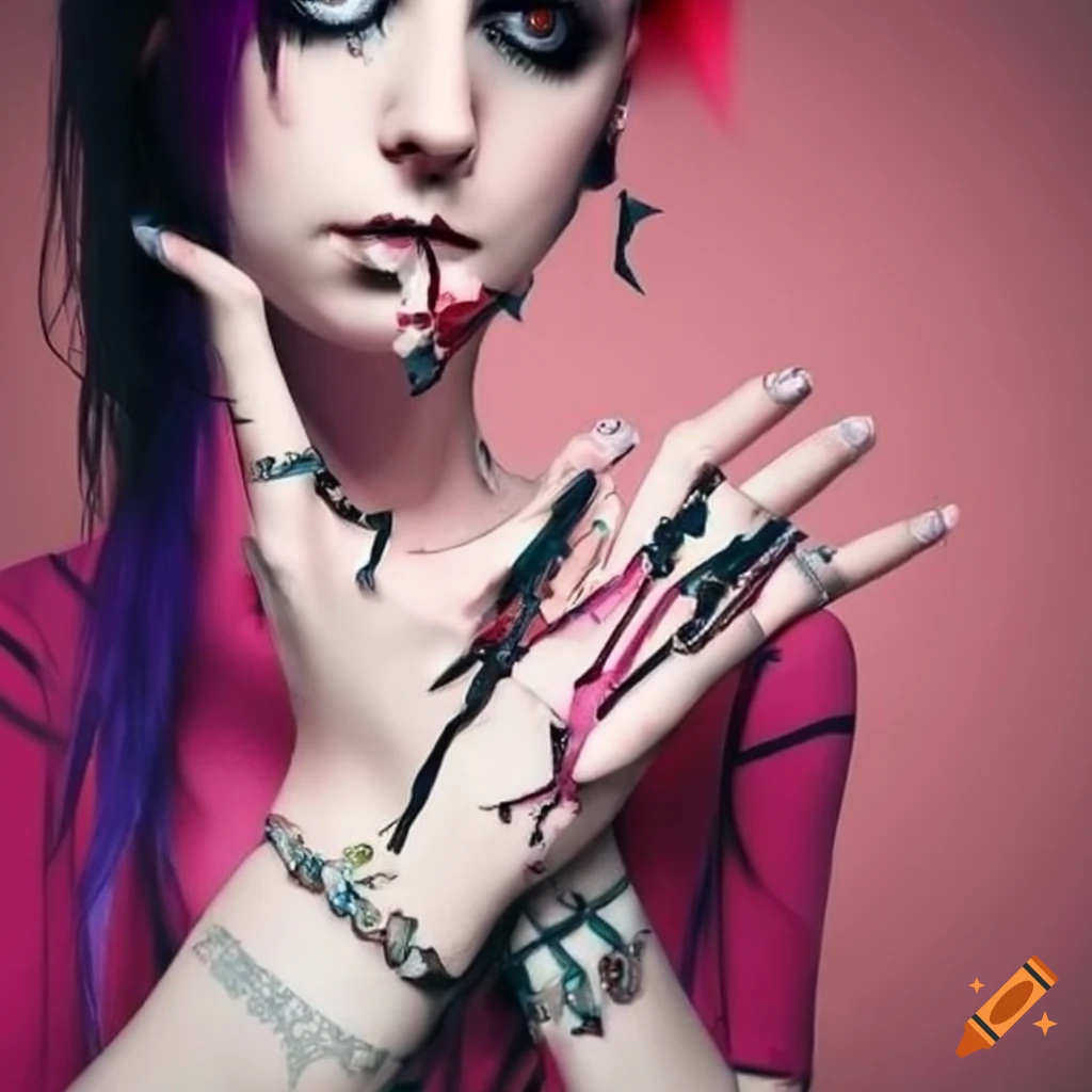 Emo princess with a broken nail on Craiyon