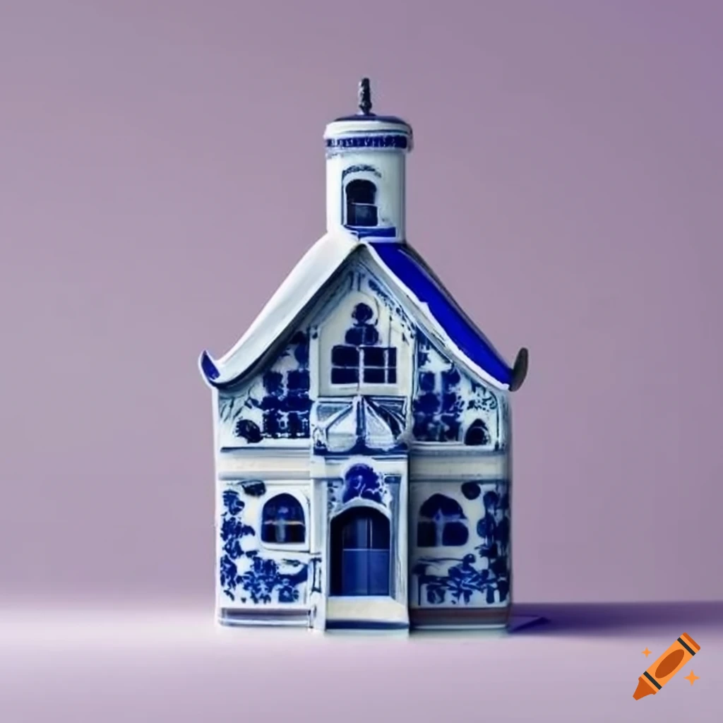 Delft china patterned house on Craiyon