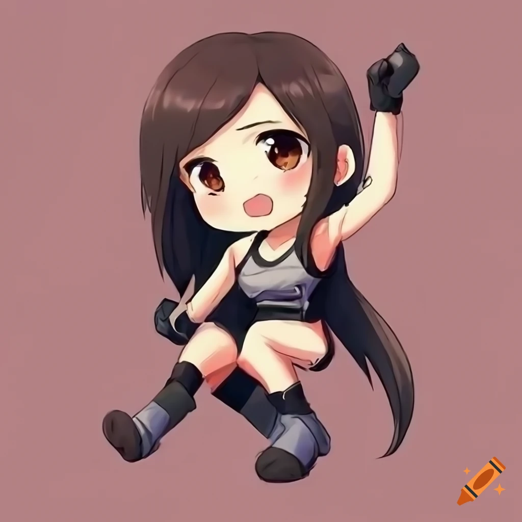 Anime chibi tifa putting on gloves on Craiyon