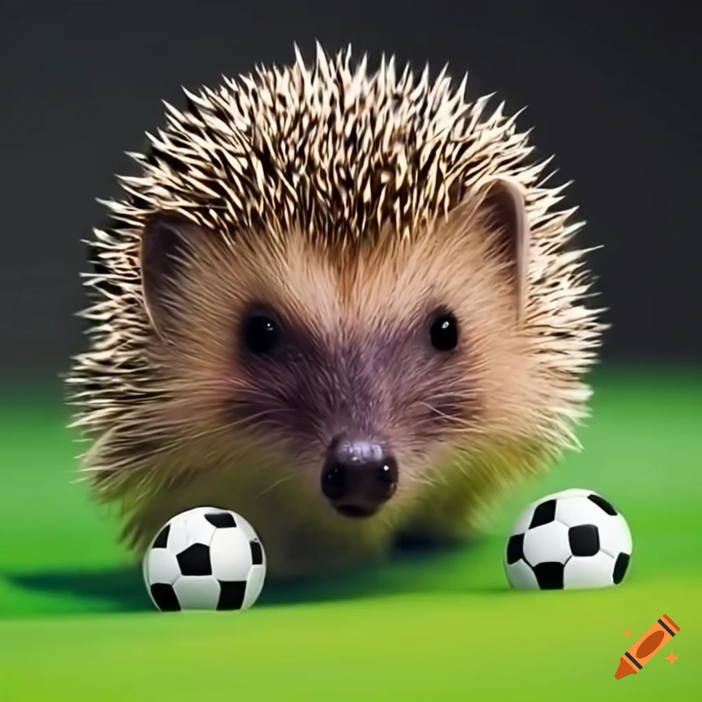 Hedgehog playing soccer on Craiyon
