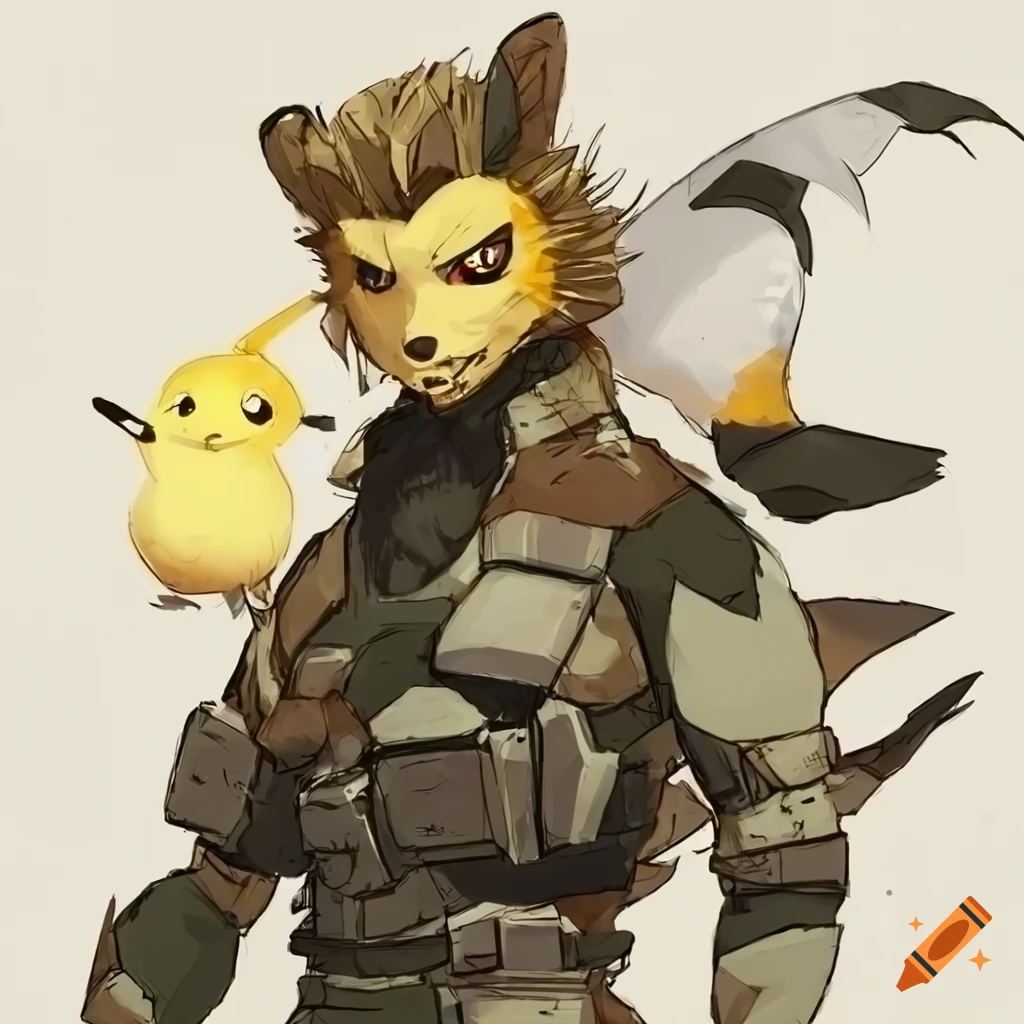 Anthro raichu warrior in fantasy armor, pokémon furry art, metal gear ...