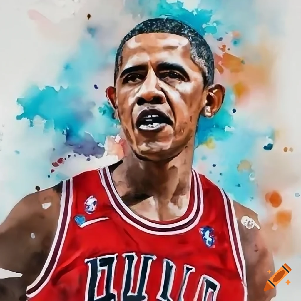 Portrait of Barack Obama as a Chicago Bulls player in high definition ...