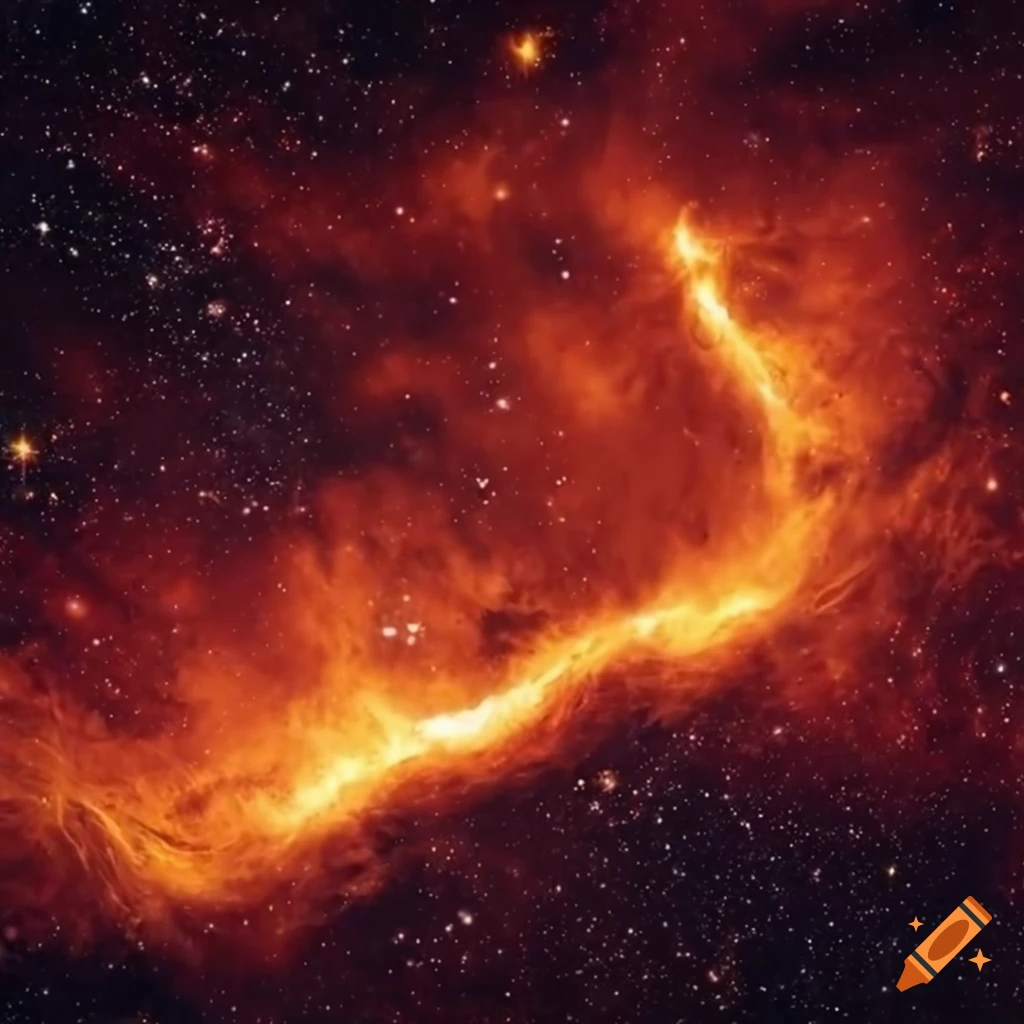 Warm fire glowing on the horizon in space on Craiyon