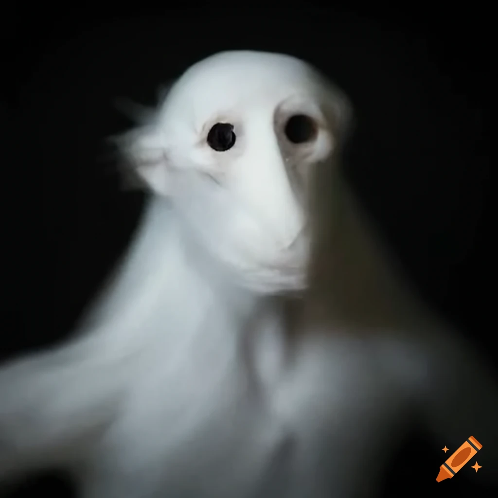 Tall white creature with unique features and black eyes on Craiyon