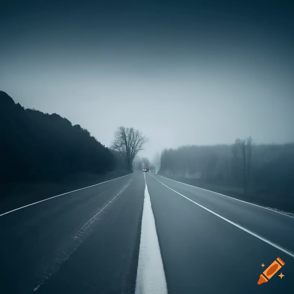 Immigration road under a grey sky on Craiyon