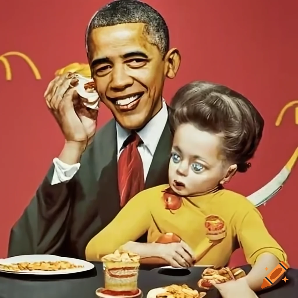 Vintage advertising featuring Obama family with humorous expression at ...