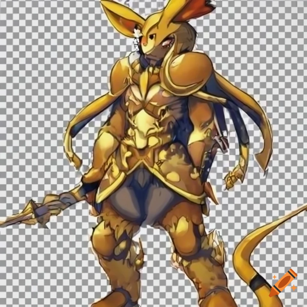 Anthro Raichu warrior in fantasy armor, Pokémon furry art by Ken ...
