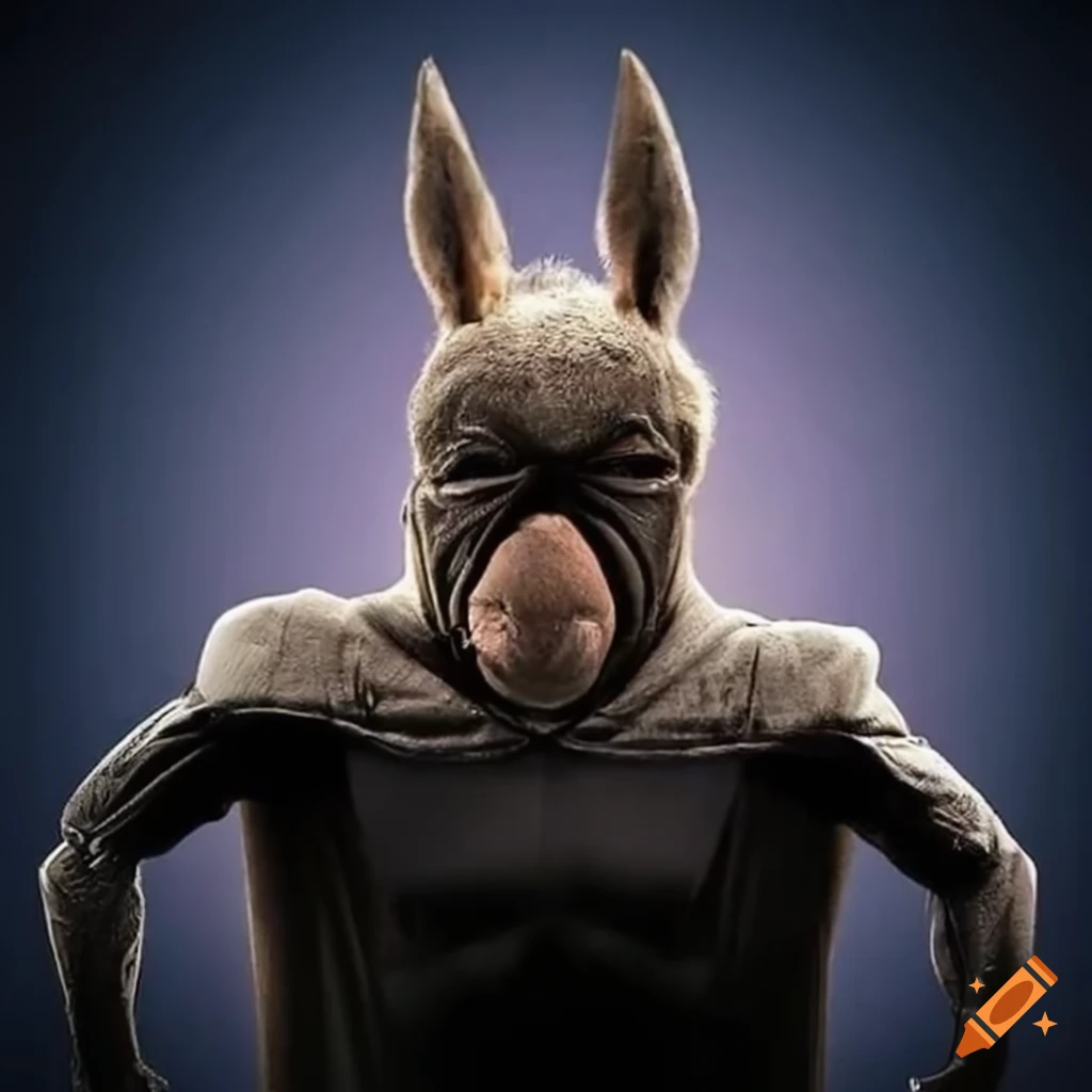 Superhero Donkeyman with special donkey powers on Craiyon