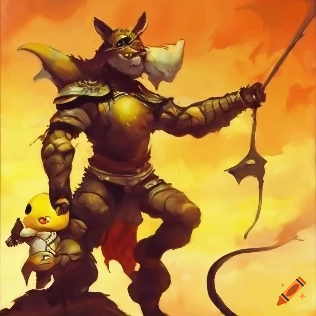 Anthro Raichu warrior in fantasy armor by Frank Frazetta on Craiyon
