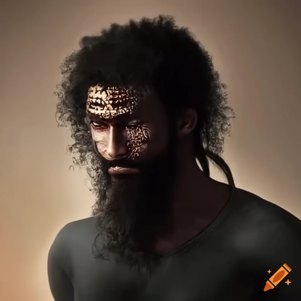 Legendary biracial man representing turkish culture with black hair and ...