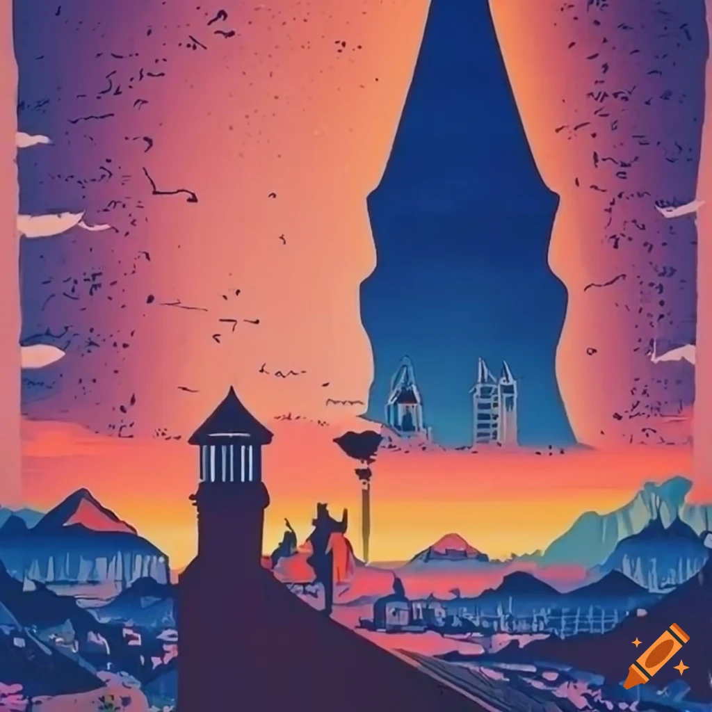 Vintage travel poster with graphic novel style and stunning details ...