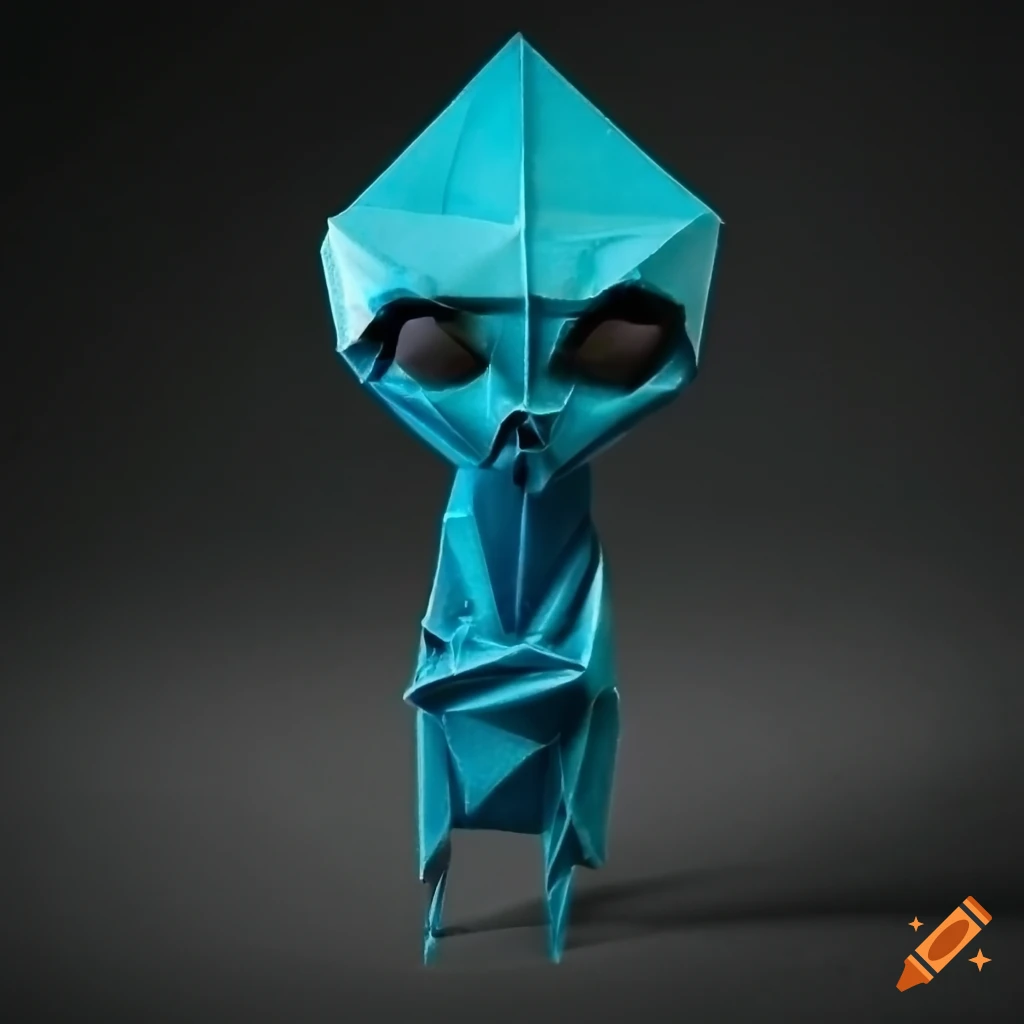 Origami alien sculpture on Craiyon