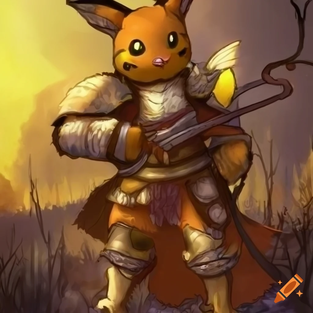 Anthro Raichu warrior in fantasy armor, PokÃ©mon furry art on Craiyon