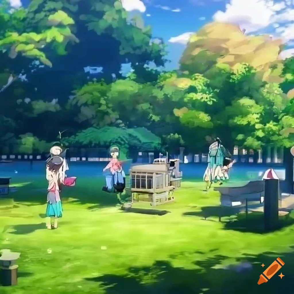 Summer anime neighborhood layout in high definition 4k on Craiyon