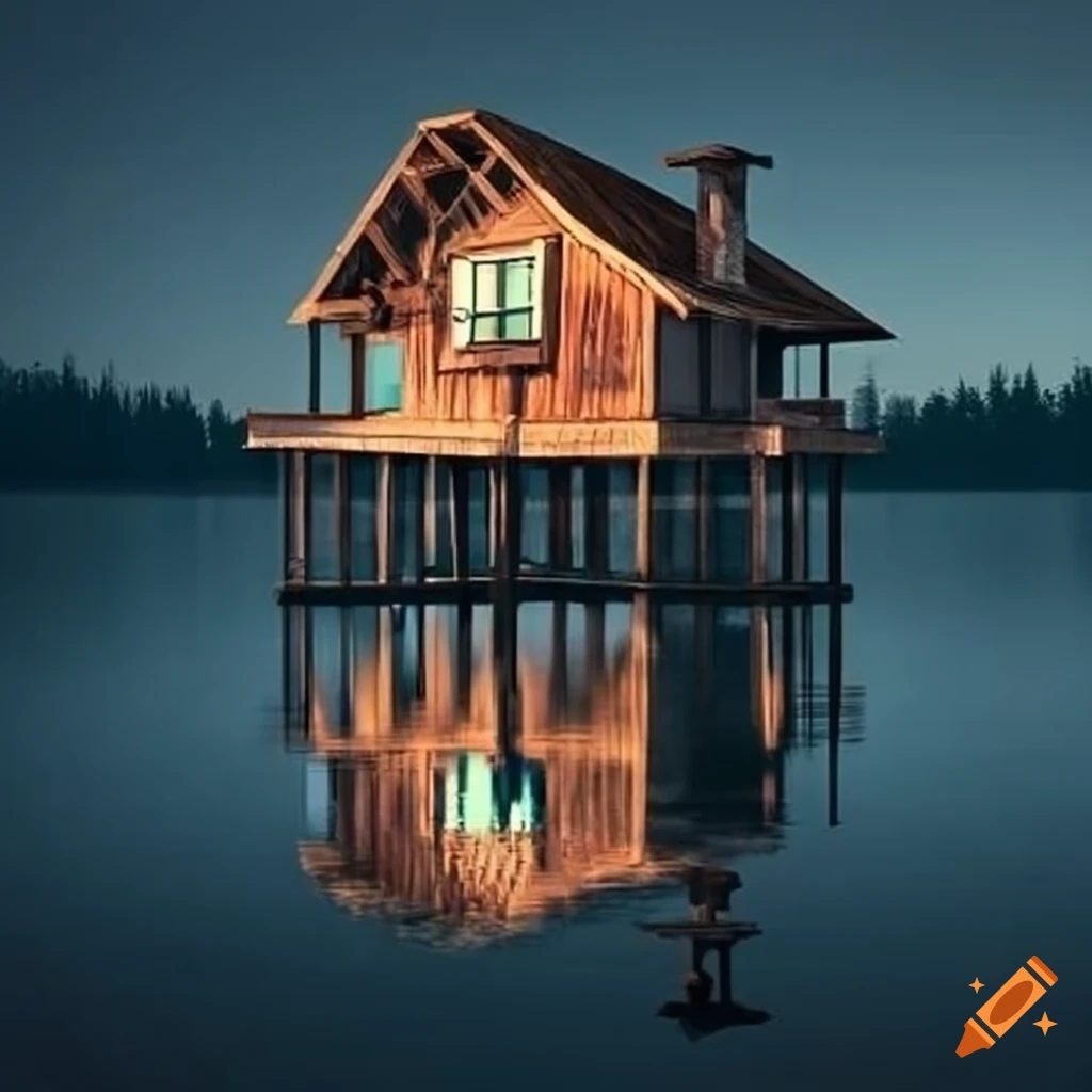 Rickety house on stilts over a lake on Craiyon