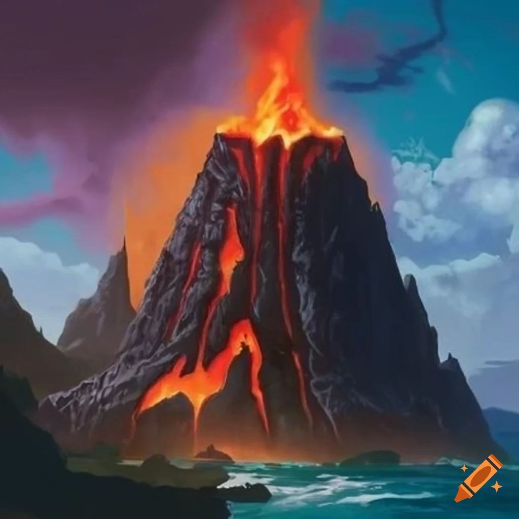 Volcanic island magic the gathering card on Craiyon