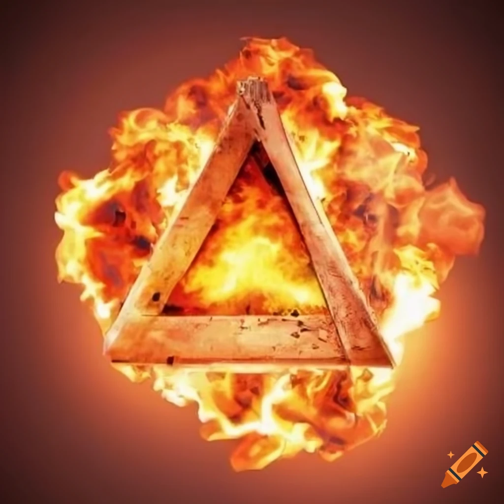 Safety poster illustrating the fire triangle concept on Craiyon