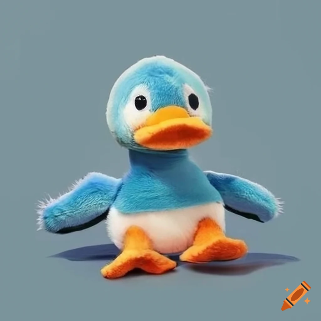 Quacky the duck plush toy exuding happiness and playfulness on Craiyon