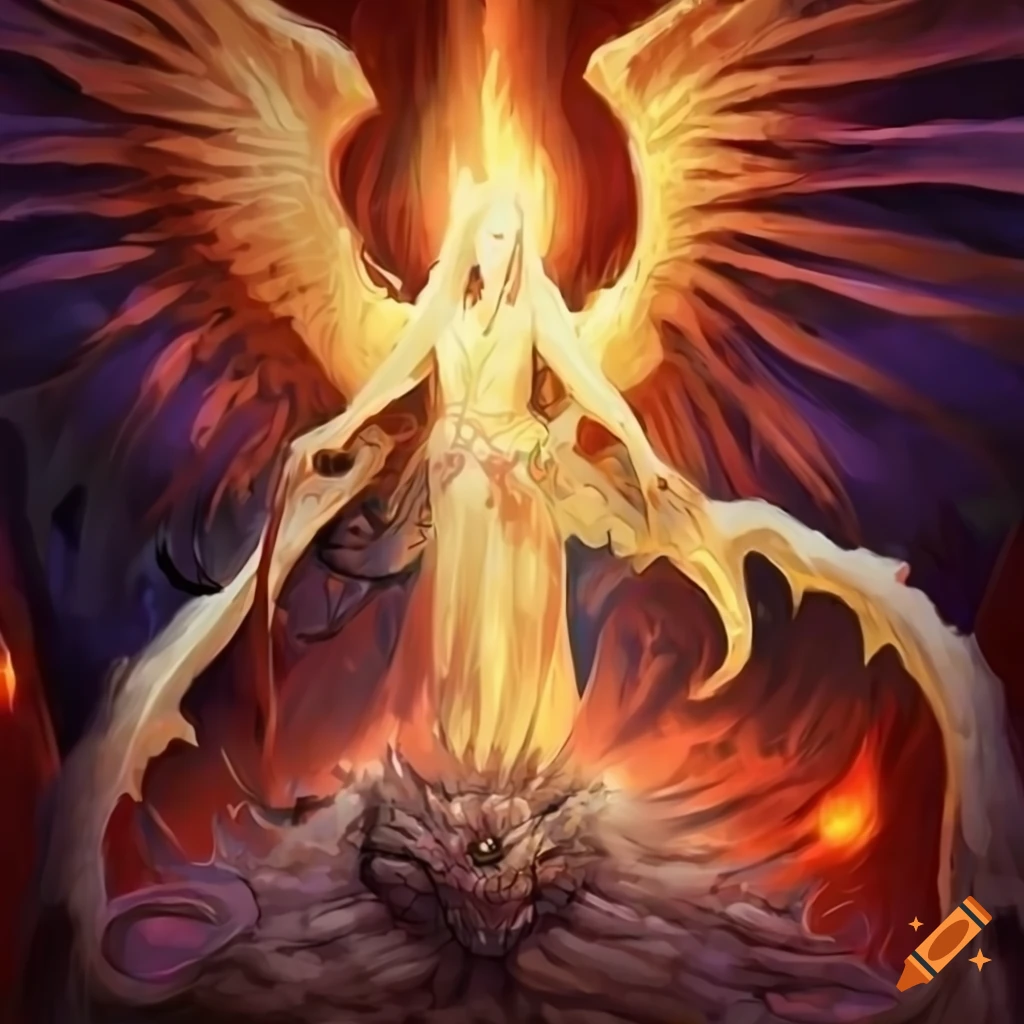 Divine light conquering an evil demon in fantasy art style on Craiyon