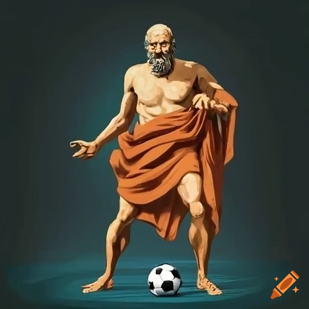Socrates playing soccer on Craiyon