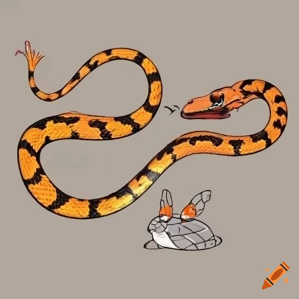 2d snake with orange-gray scales and whiskers on Craiyon