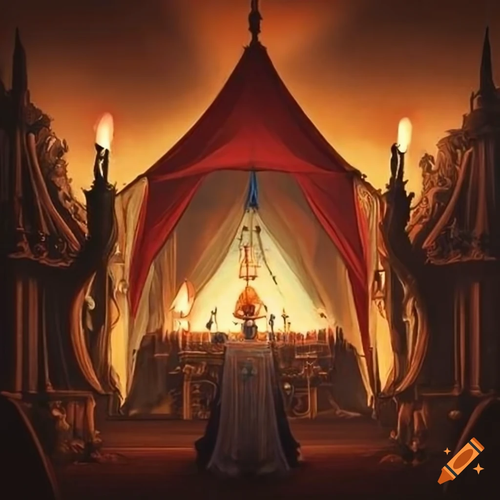 Wise and powerful high priestess at an intricately designed altar in a ...